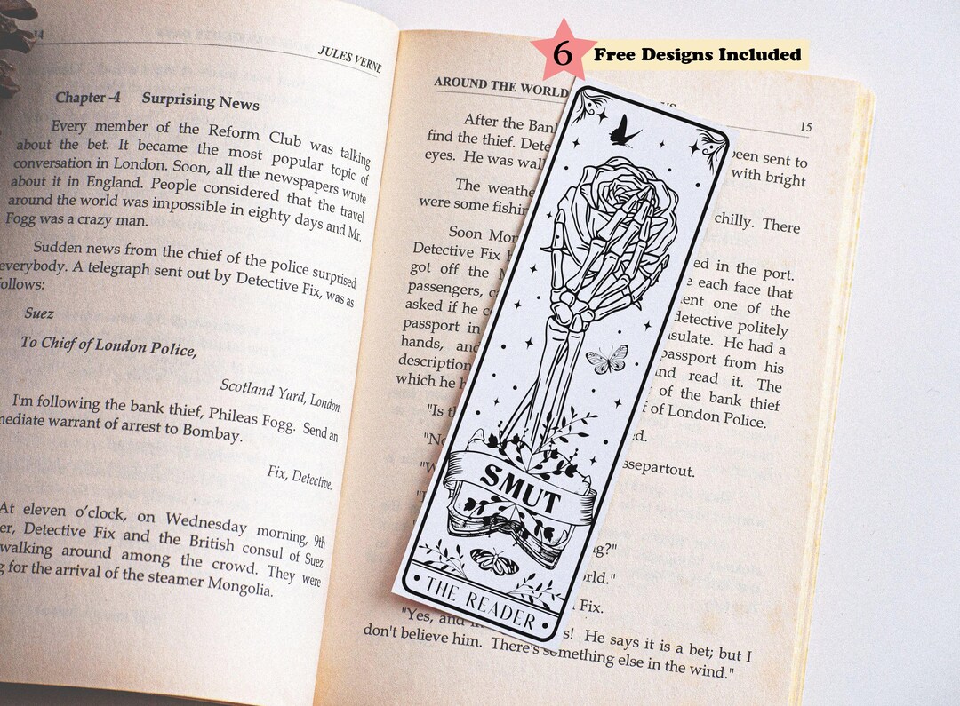 Skeleton Rose Smut Bookish Bookmark SVG Digital Bookmarker Cut File ...