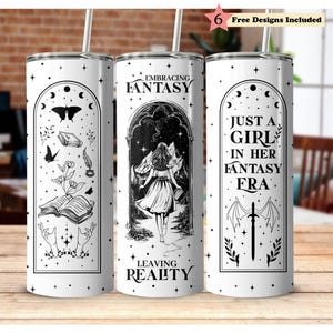 Romantasy Bookish Reader, Fantasy Smut Reader, Vintage Line Art, 20oz ...