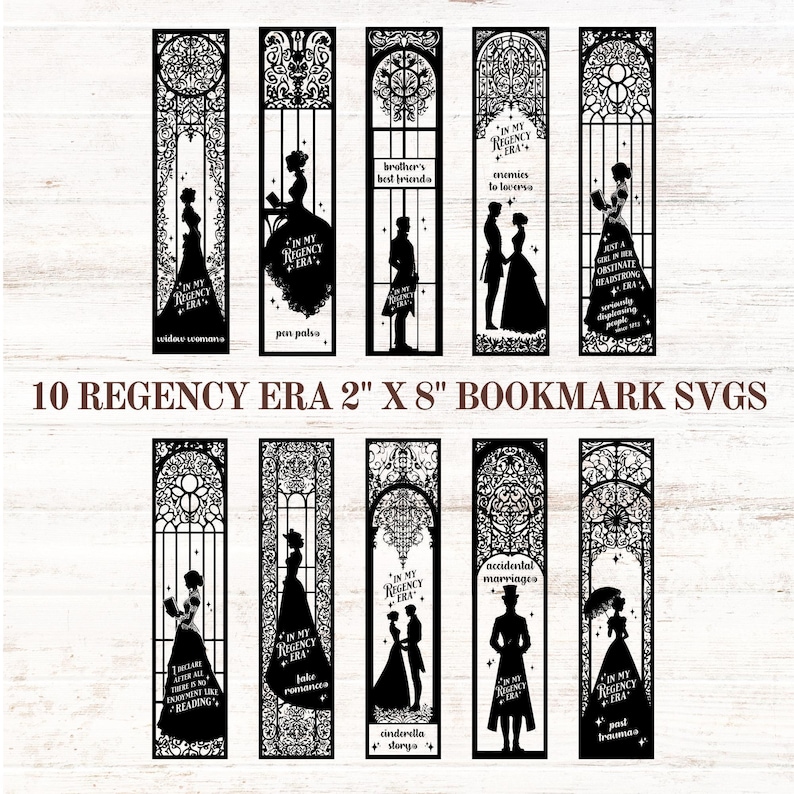 10 Bookmark Svgs Bundle, Regency Romance Book Lover, Printable ...