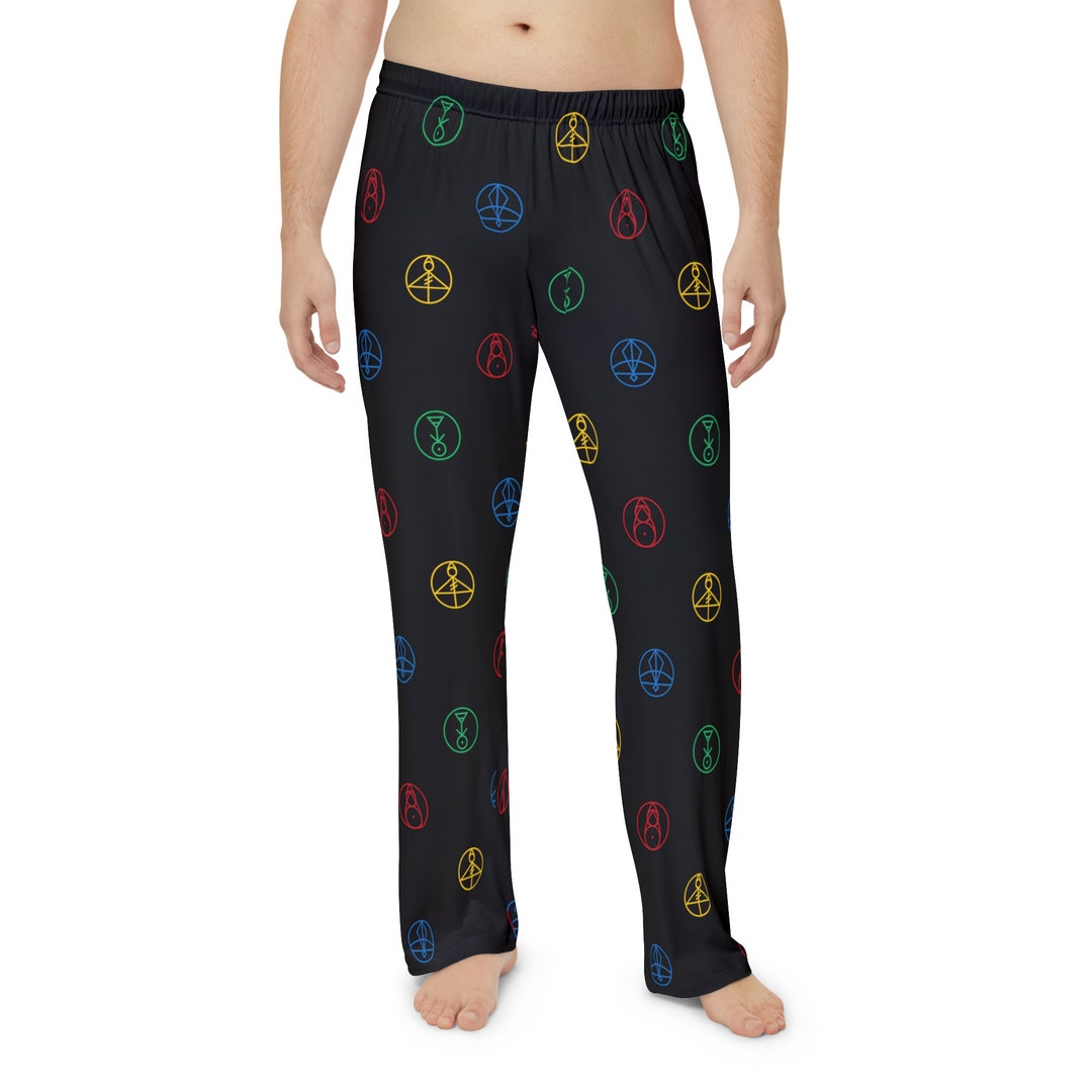 Glyphs Small Print Men's Pajama Pants Cosplay Using Fire - Etsy