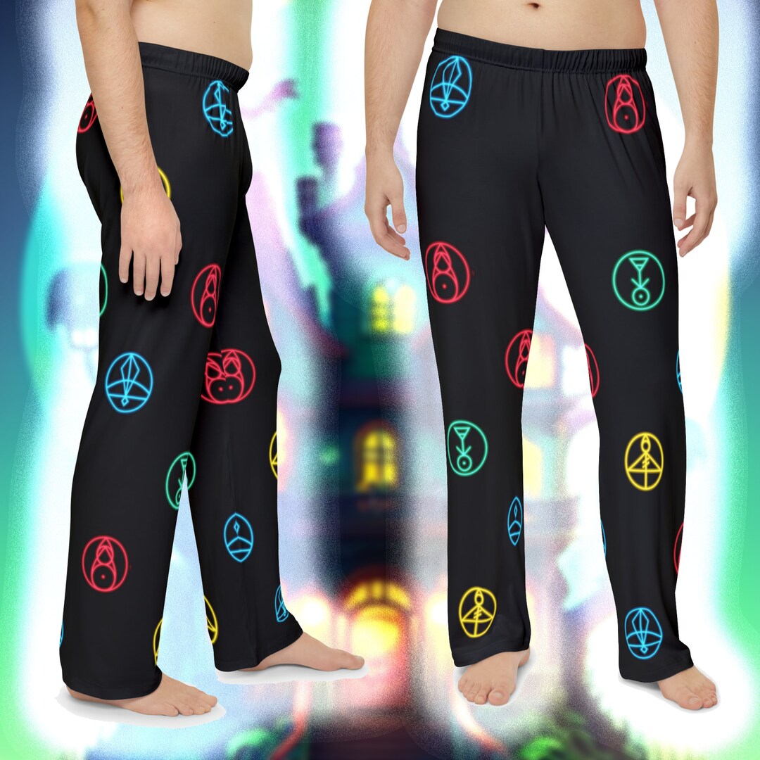 Large Glyphs Print Men's Pajama Pants With Light Glyph - Etsy