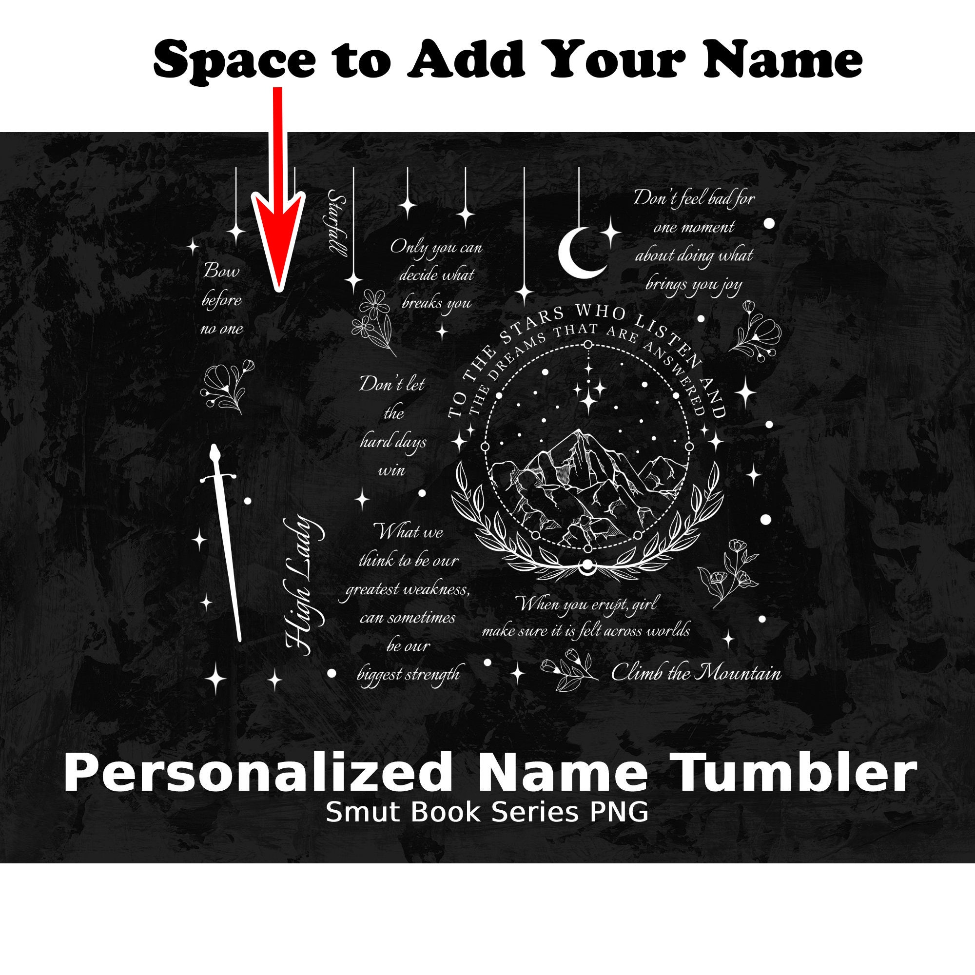 Personalized Name Fantasy Fae Smut Mystical Book Series Affirmation Quotes Black And White Png