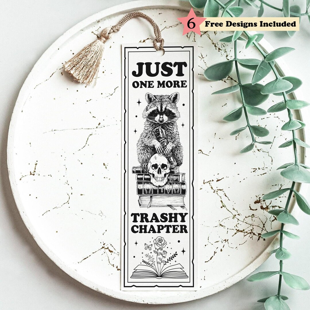 Raccoon Feral Trash Panda Bookmark SVG, Retro Vintage Bookish Reading ...