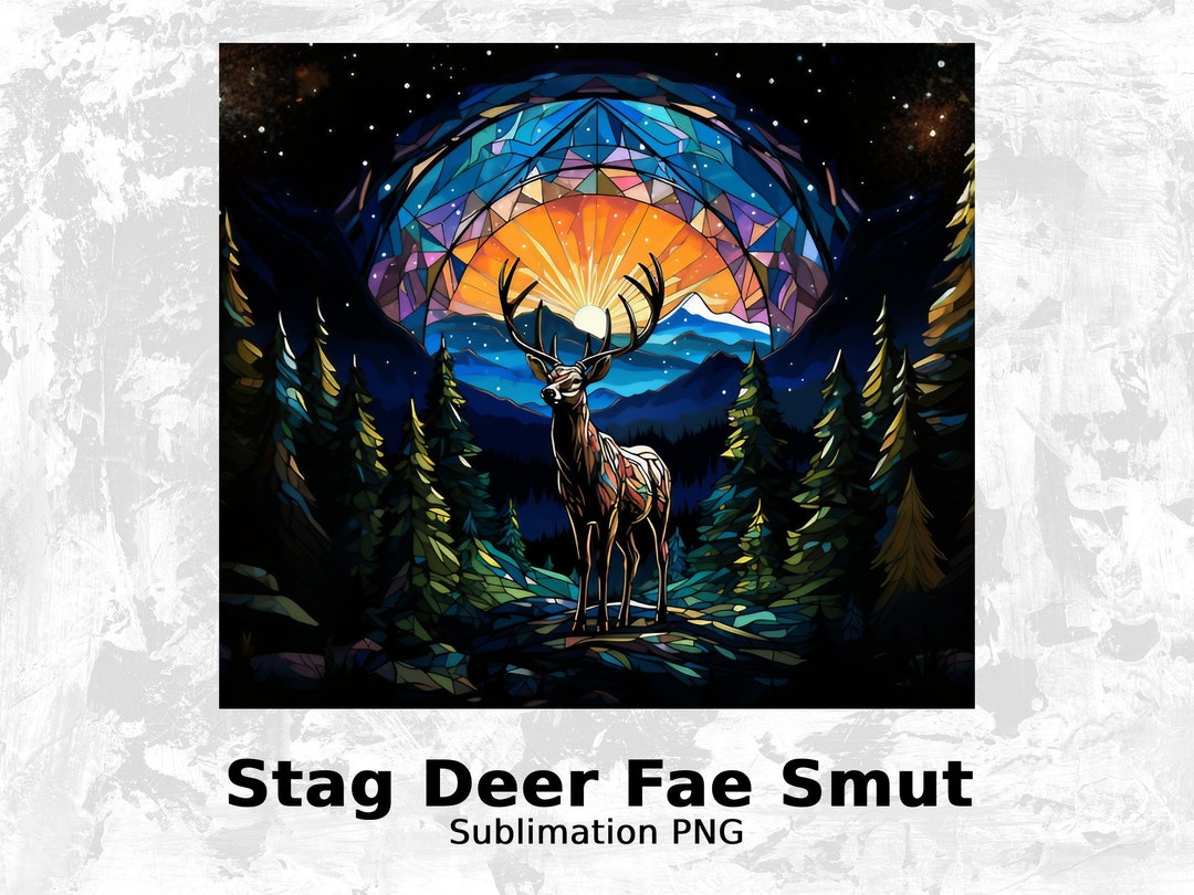 Stag Deer Forest Lord Fae Smut Stained Glass PNG, Witch Assassin ...