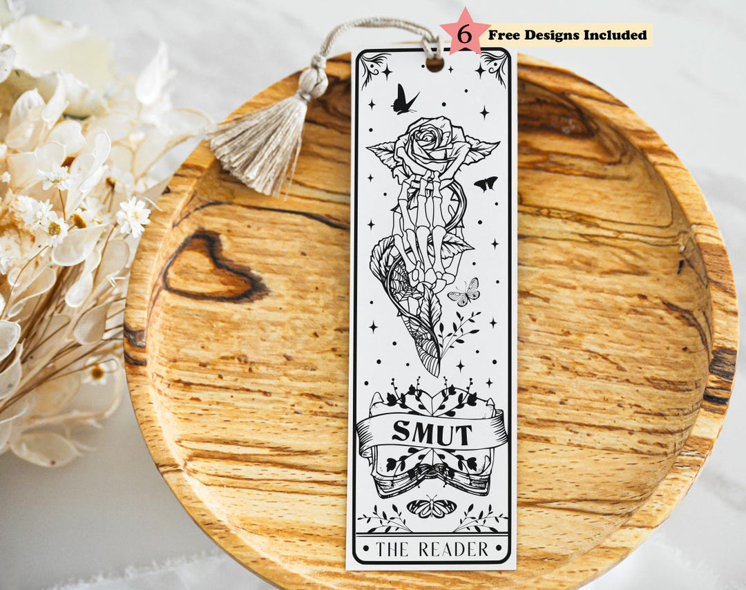 Skeleton Rose Flower Smut Bookmark SVG, Digital Bookmarker Cut File ...