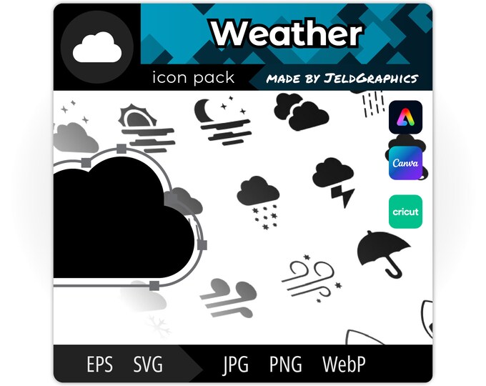 Weather Icons SVG Bundle | Meteorology Symbols | Cricut Silhouette Cut ...