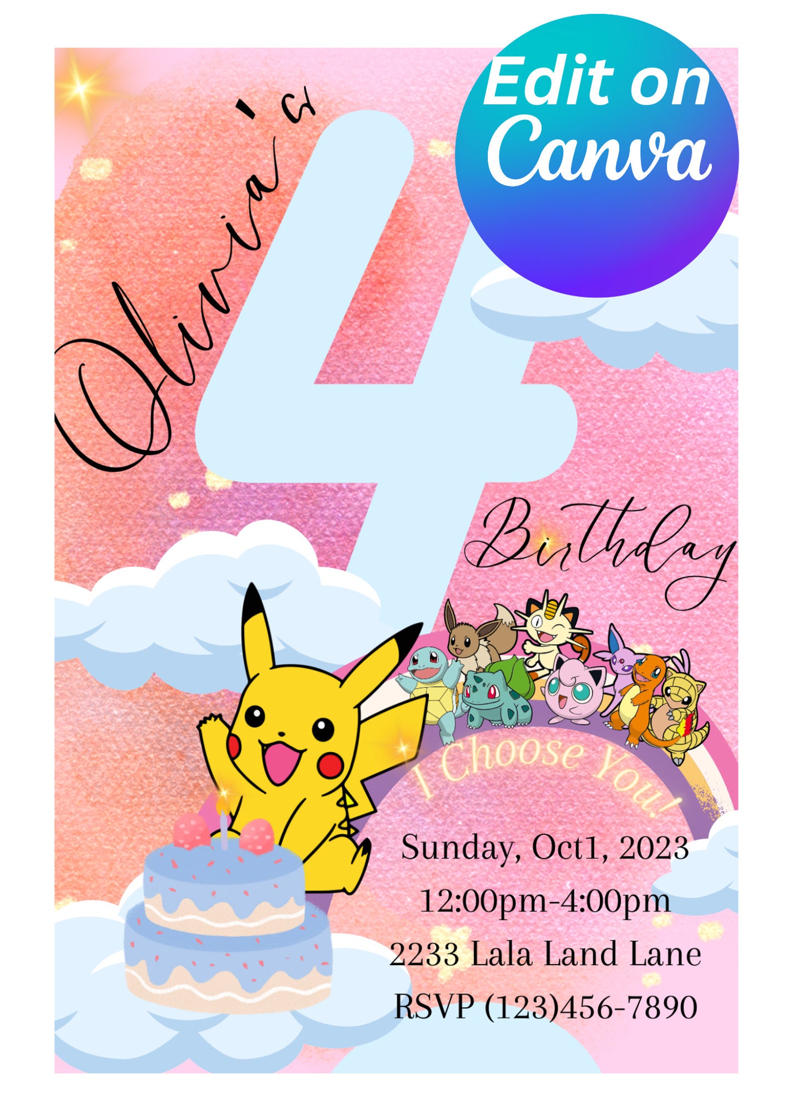Pokémon Birthday Invite|editable Birthday Invitation|lets Celebrate ...