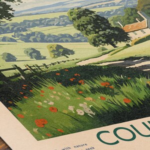 Vintage Travel Poster, Retro Style English Countryside Painting, Gift ...