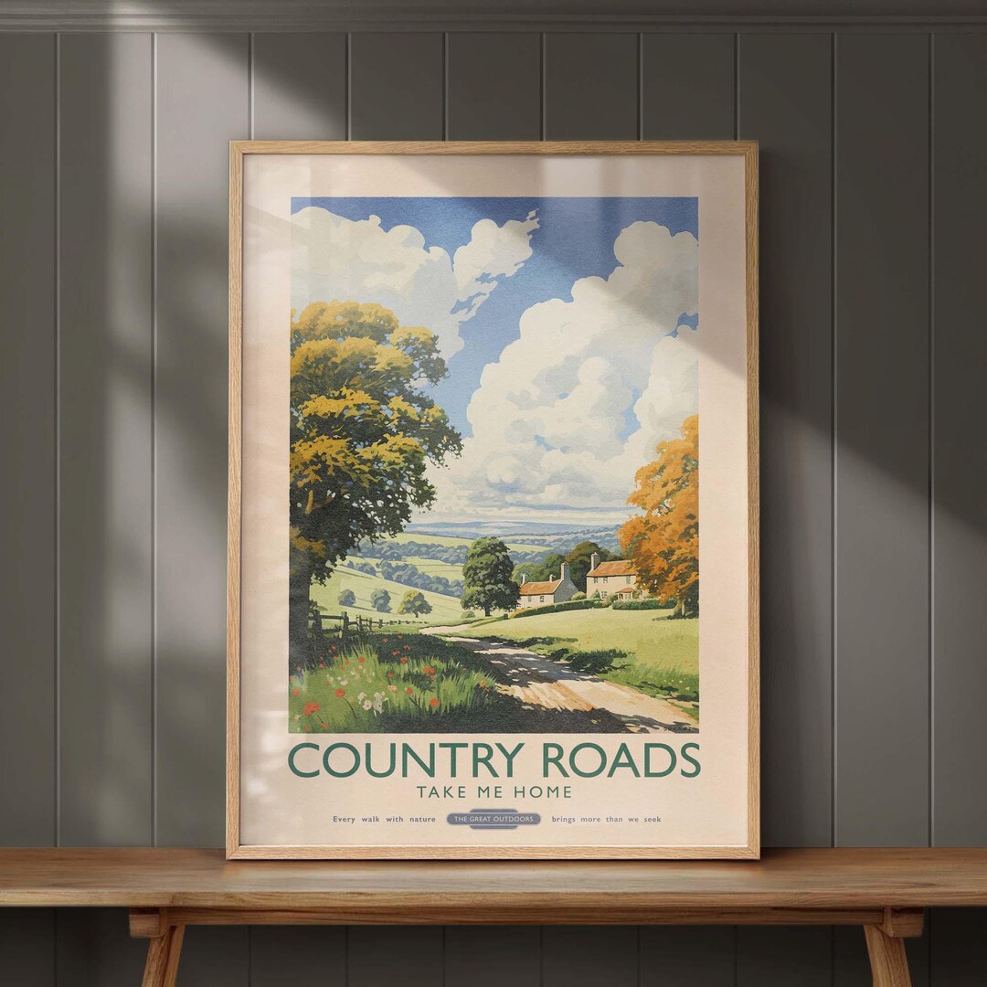 Vintage Style English Countryside Poster, Retro Cottagecore Wall Art ...