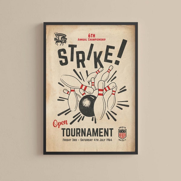 Vintage Bowling Poster - Etsy