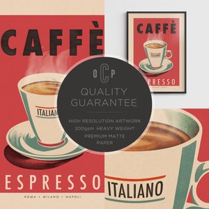Espresso Coffee Print Retro Wall Art Retro Coffee Poster Retro Poster ...