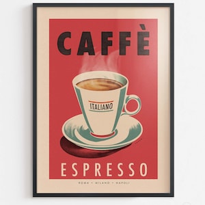 Set of 2 Kitchen Prints, Retro Style Italian Coffee Posters Set of Two ...