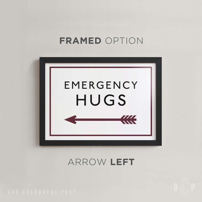 Emergency Hugs Sign, Left or Right Arrow | Cute 1930s Style Direction ...