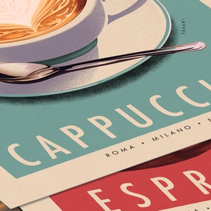 Set of 2 Kitchen Prints, Retro Style Italian Coffee Posters Set of Two ...