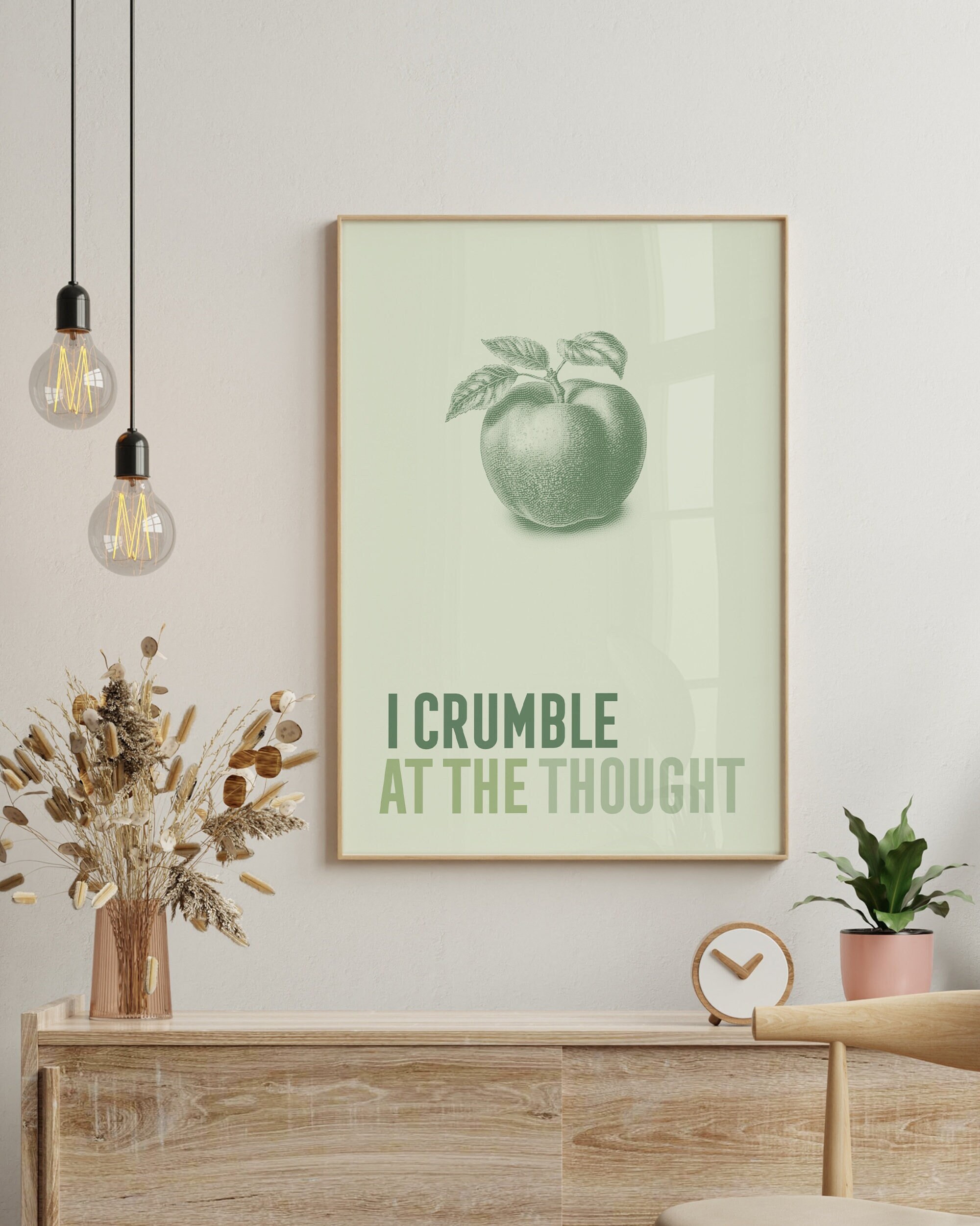 Funny Food Print Apple Green Kitchen Poster Food Gift for - Etsy
