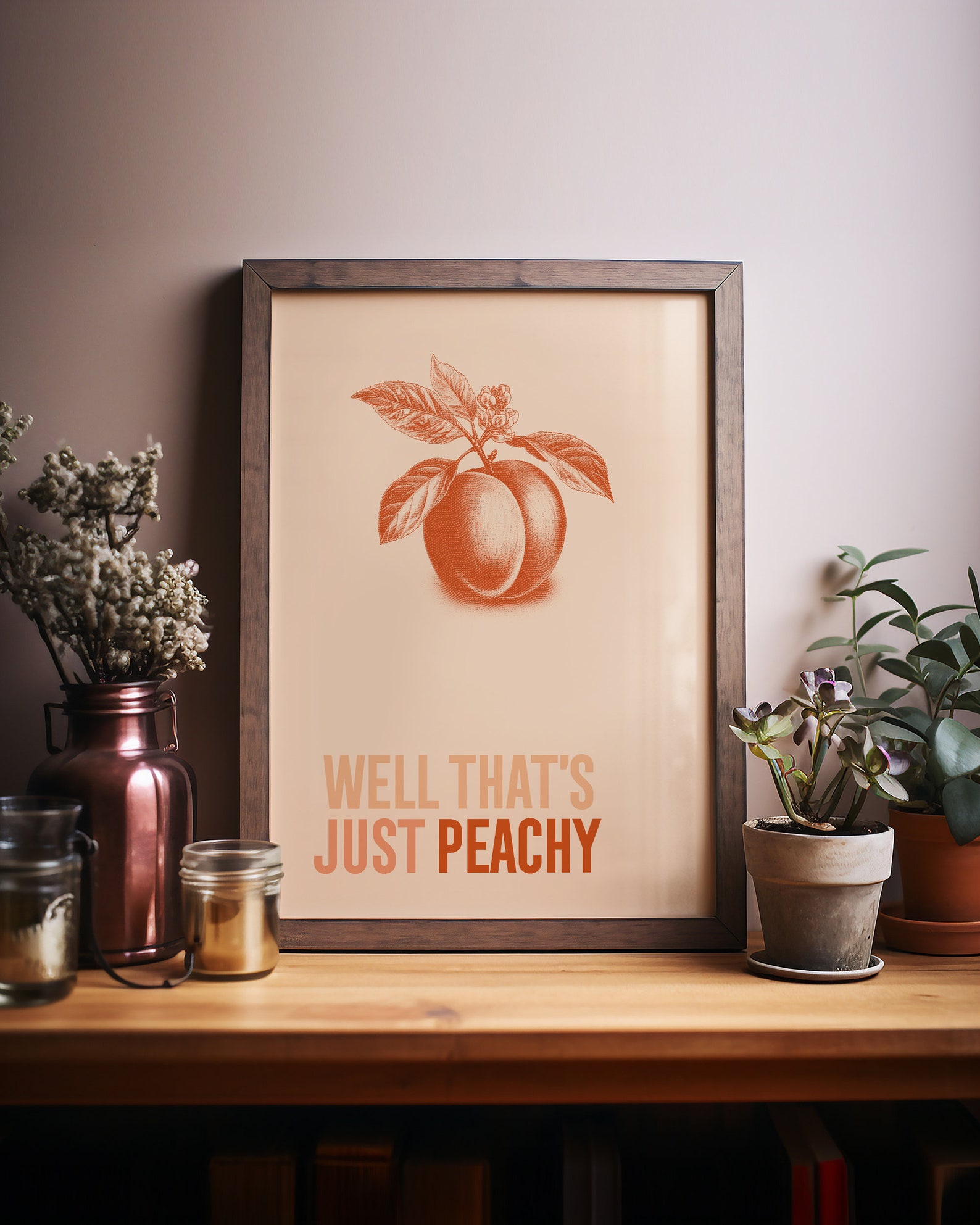 Just Peachy Funny Bathroom Poster, Toilet Humor Wall Art, Cheeky Peach ...