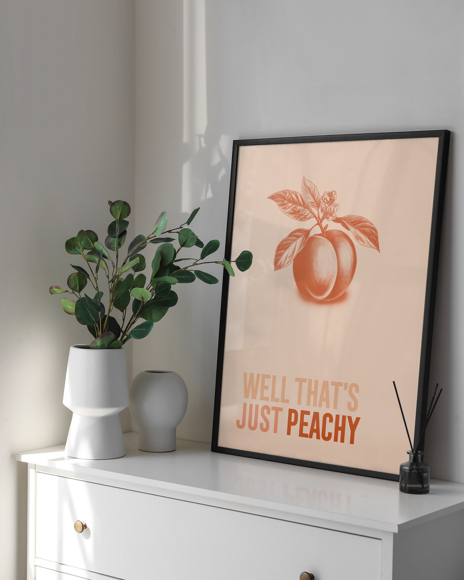 Just Peachy Funny Bathroom Poster, Toilet Humor Wall Art, Cheeky Peach ...