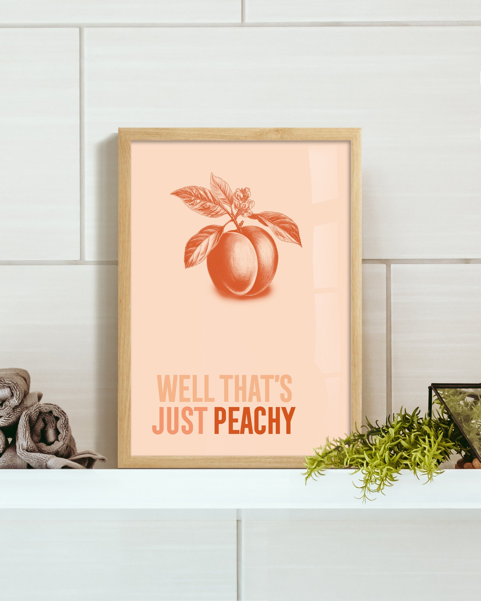 Just Peachy Funny Bathroom Poster, Toilet Humor Wall Art, Cheeky Peach ...