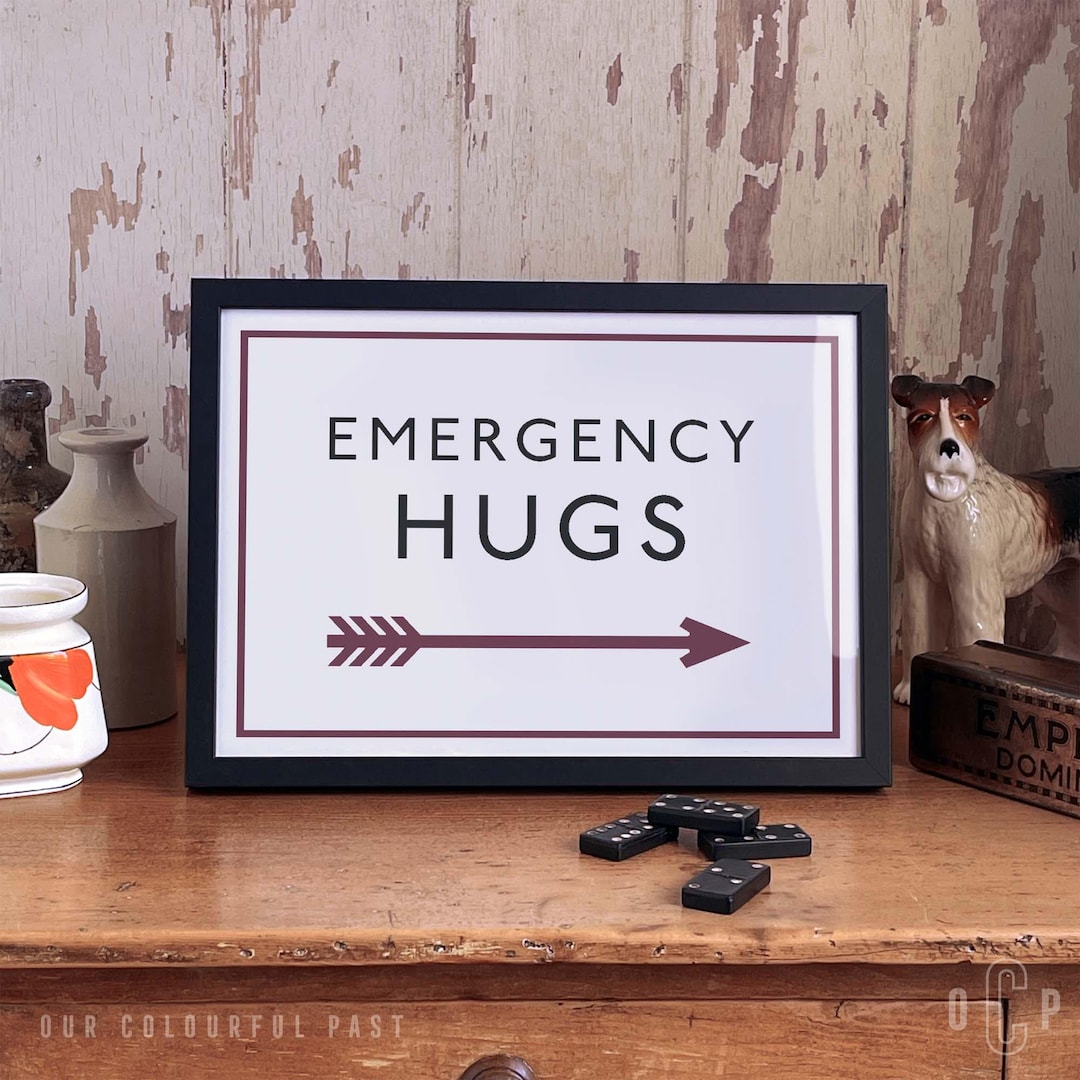 Emergency Hugs Sign, Left or Right Arrow | Cute 1930s Style Direction ...