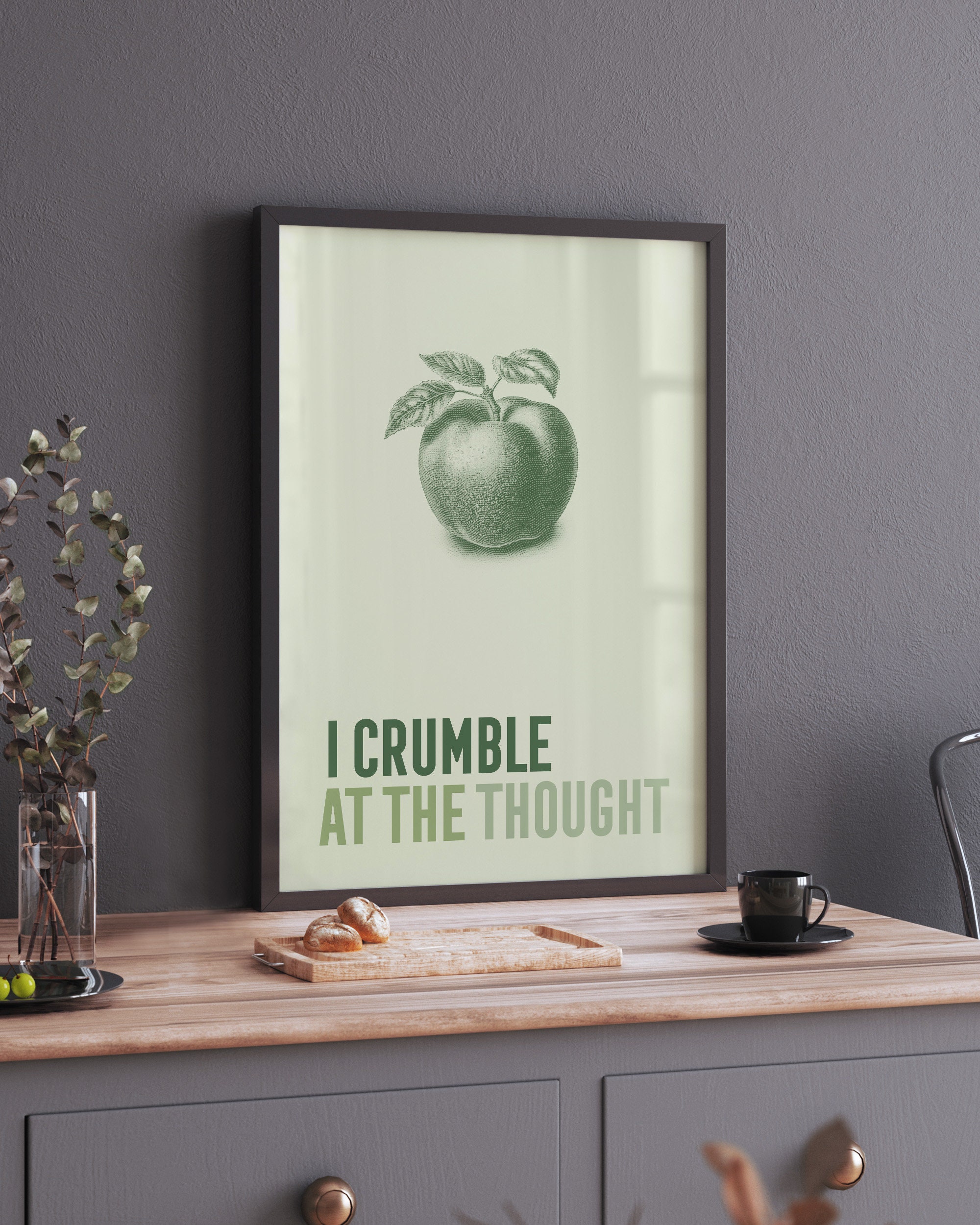 Funny Food Print Apple Green Kitchen Poster Food Gift for - Etsy