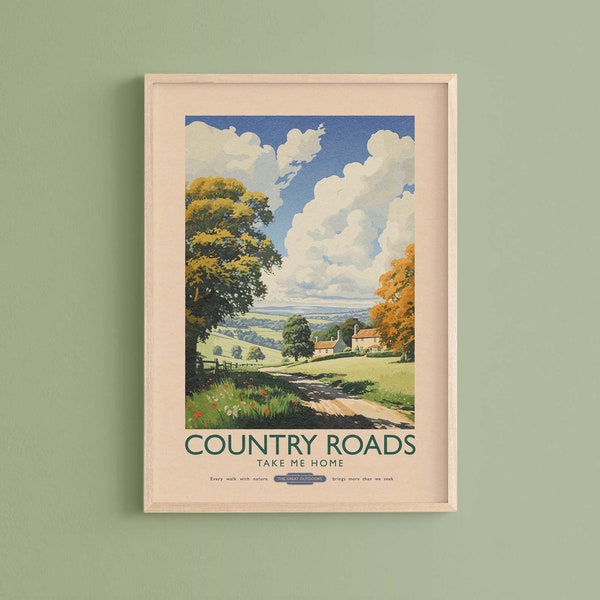 Vintage Countryside Poster - Etsy UK