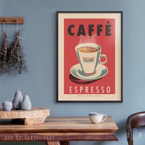 Espresso Coffee Print Retro Wall Art Retro Coffee Poster Retro Poster ...