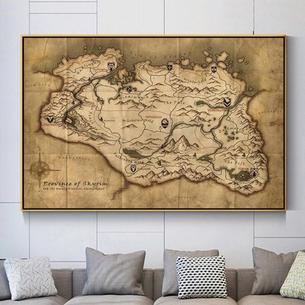 Large Map of Skyrim - Etsy