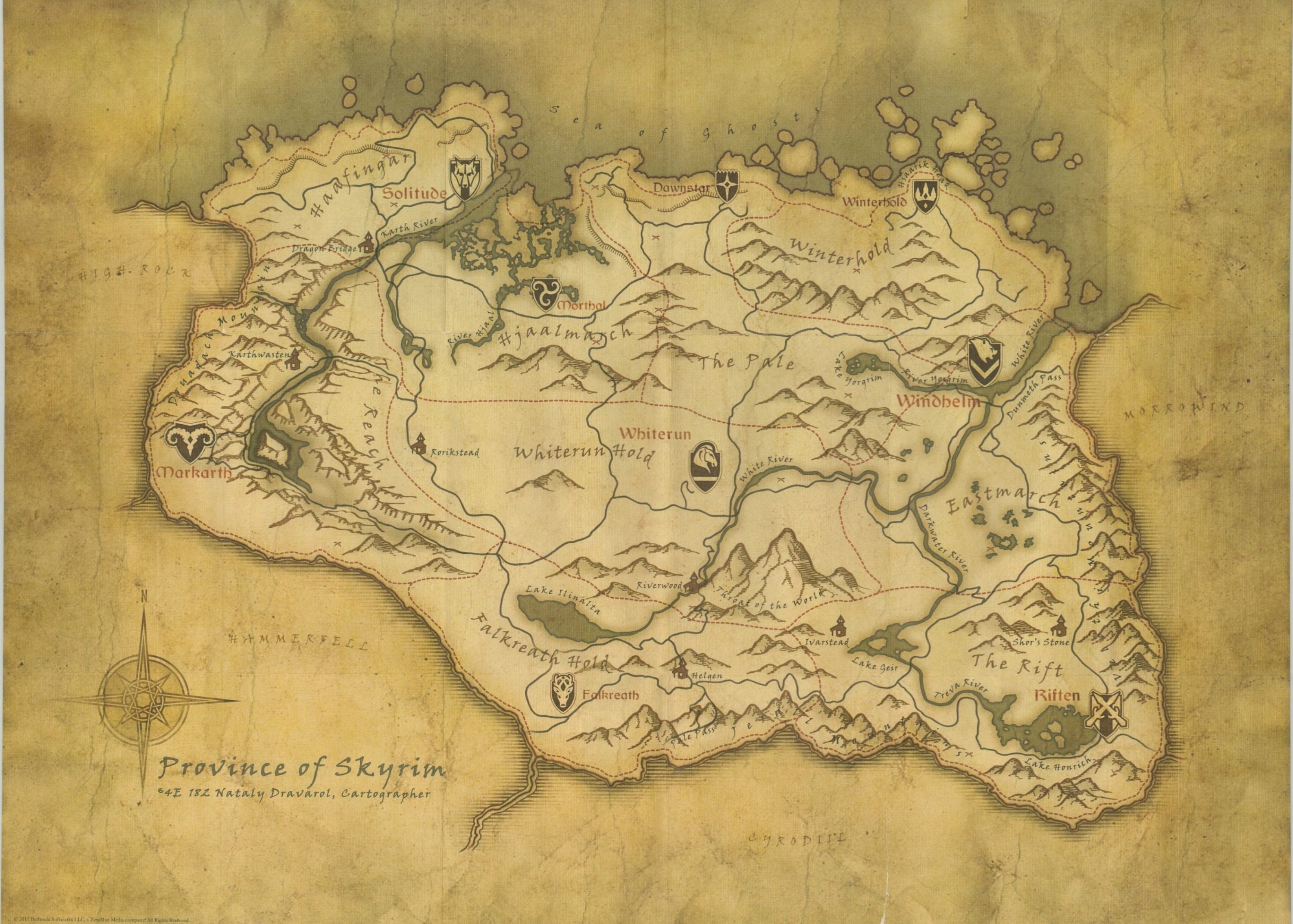 Póster del mapa de Skyrim mapa de The Elder Scrolls mapa de - Etsy México