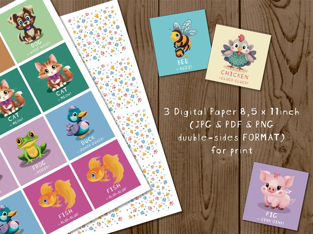 Farm Animal Memory Game Printable – Kids Matching Cards – Toddler Flash ...