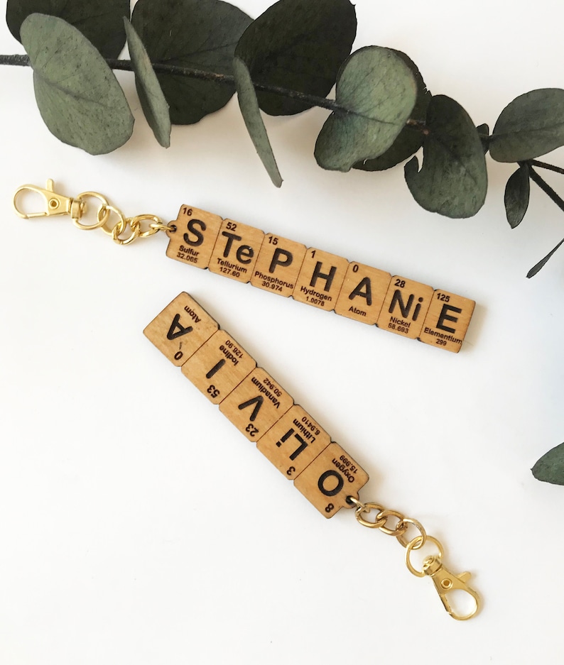 Personalized Chemistry Name Keychain, Periodic Table Element Name ...