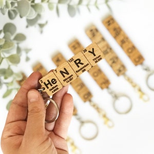 Personalized Chemistry Name Keychain, Periodic Table Element Name ...