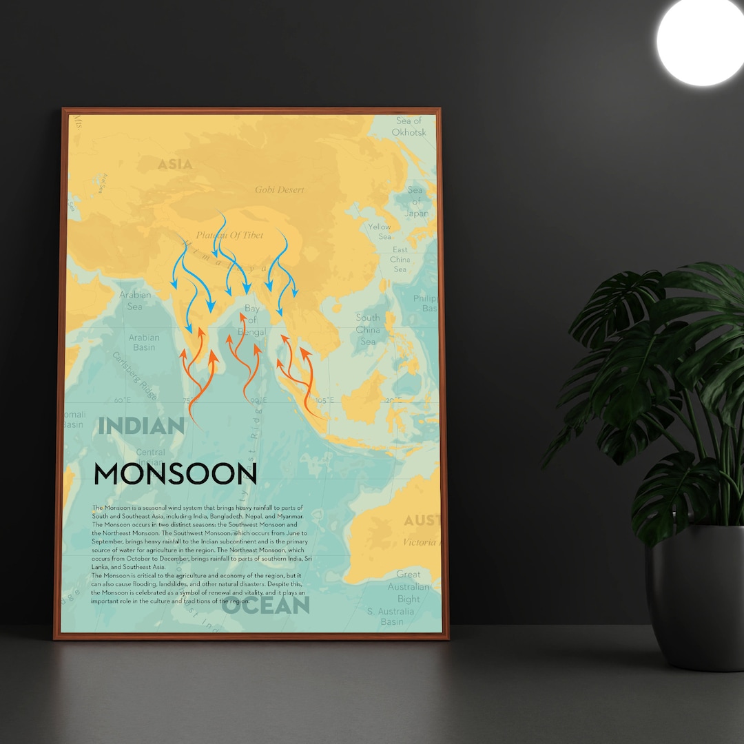 Monsoon Illustrated Map Digital Download, Artistic & Educational ...