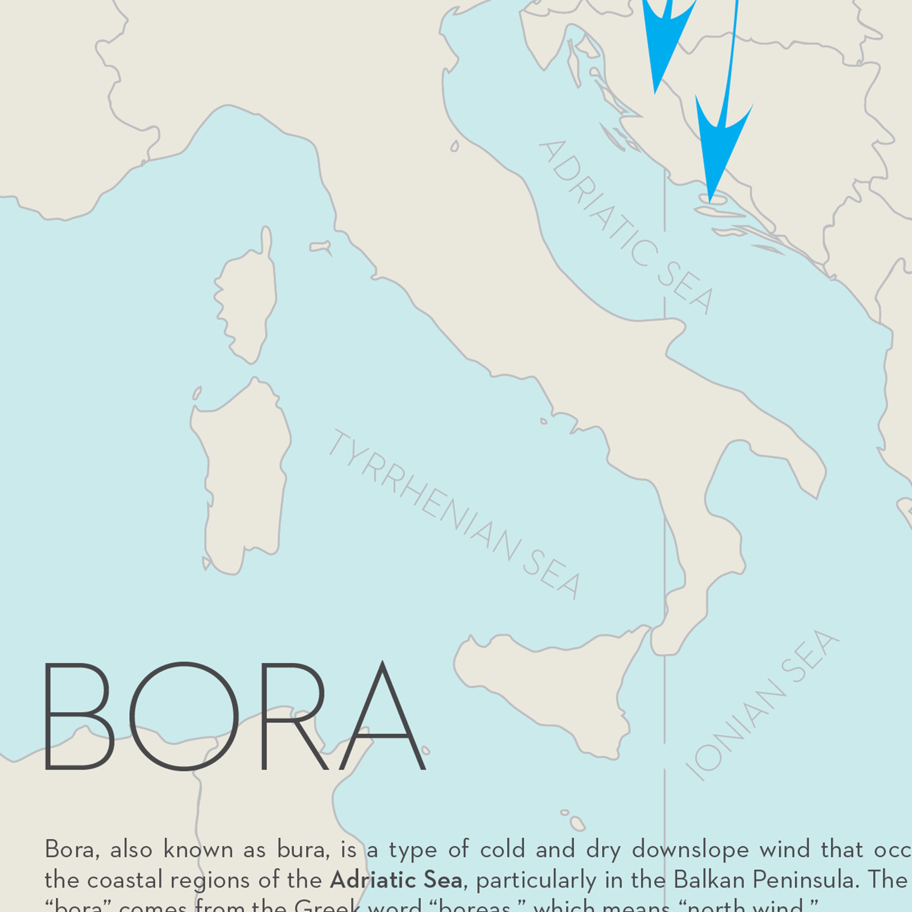 BORA Wind Map Famous Winds of the World Wall Art Print and Instant ...