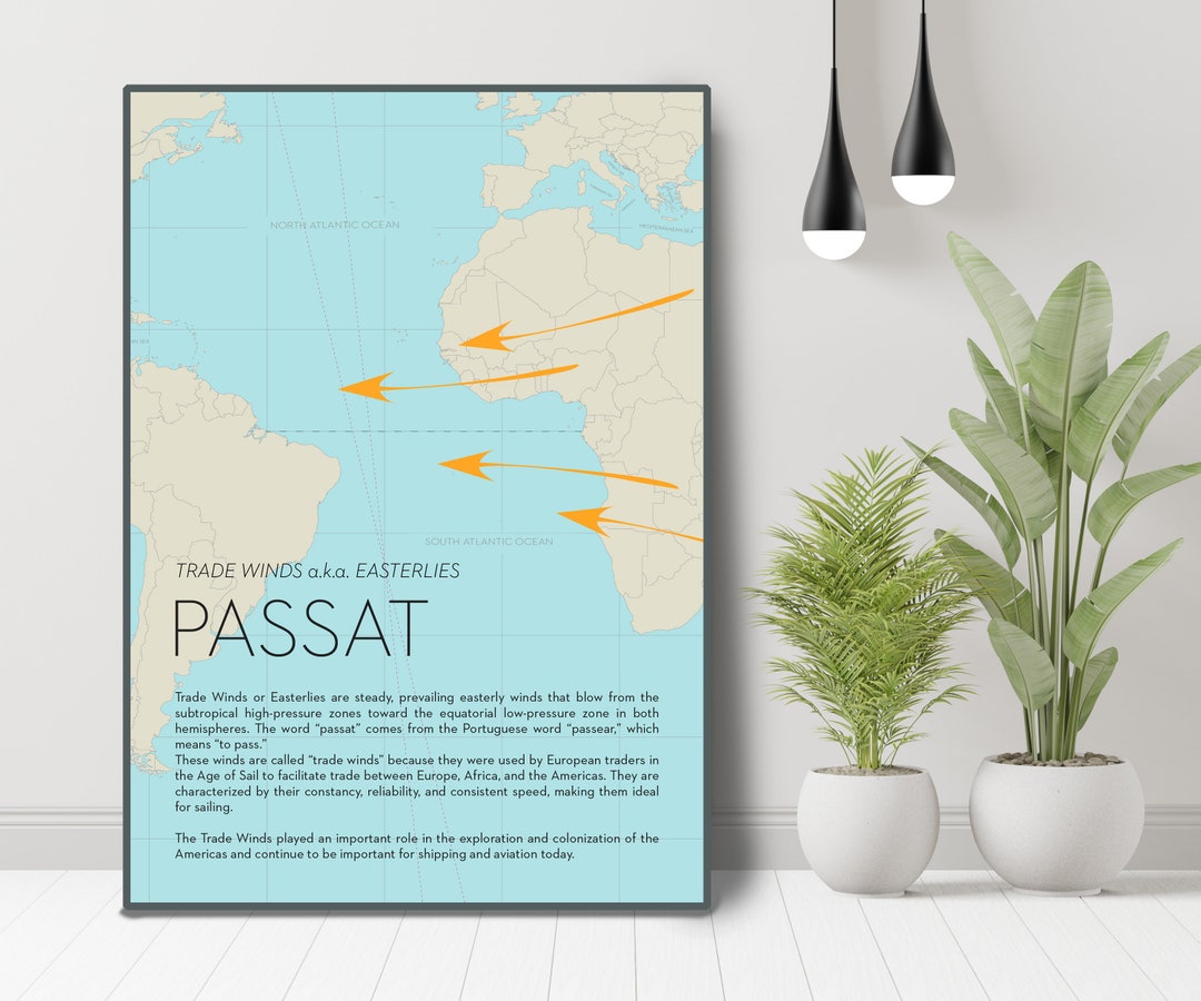 PASSAT Wind Map Famous Winds of the World Wall Art Print and Instant ...