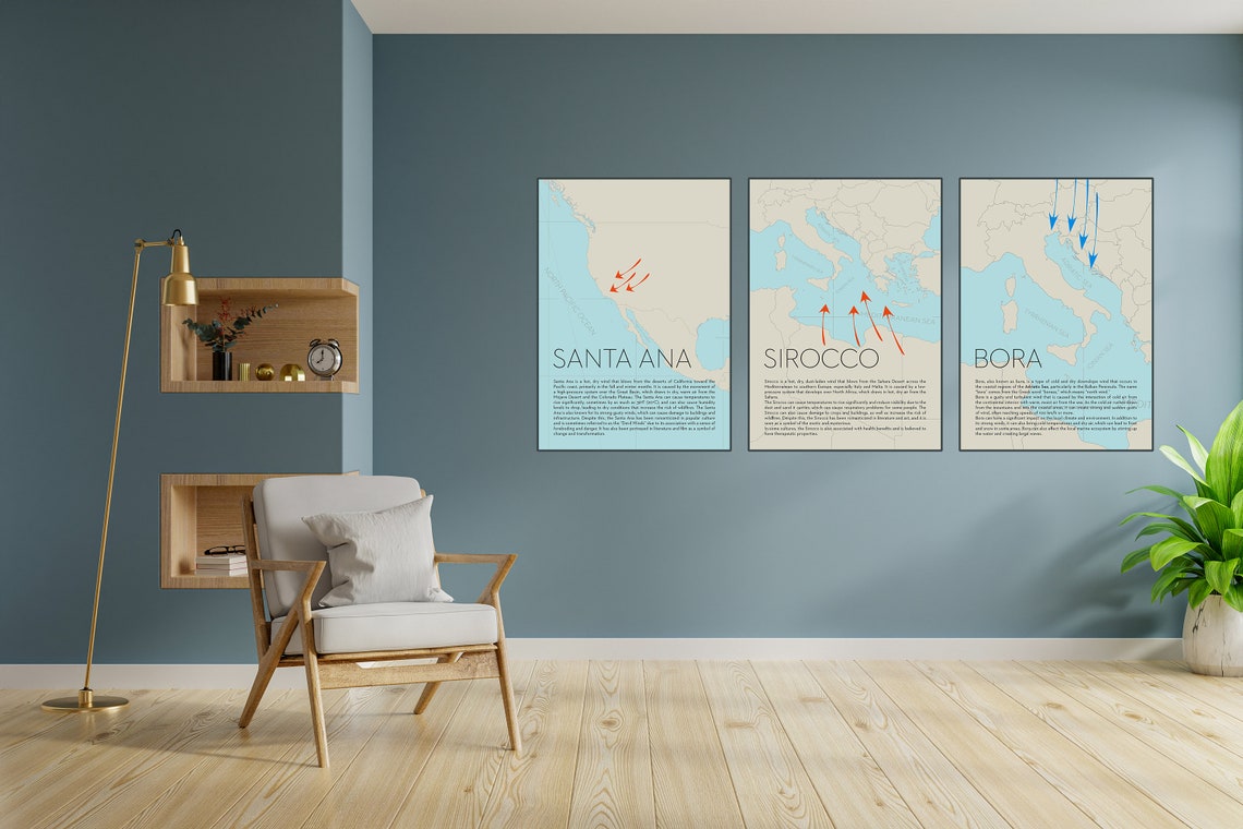 Sirocco Winds Illustrated Map Digital Download, Artistic & Educational ...