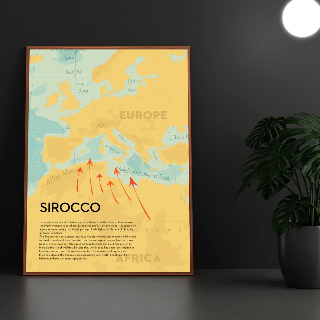 Sirocco Winds Illustrated Map Digital Download, Artistic & Educational ...