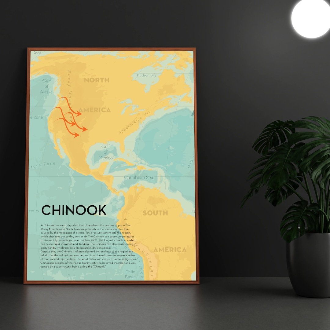Chinook Winds Illustrated Map Digital Download, Educational & Artistic ...