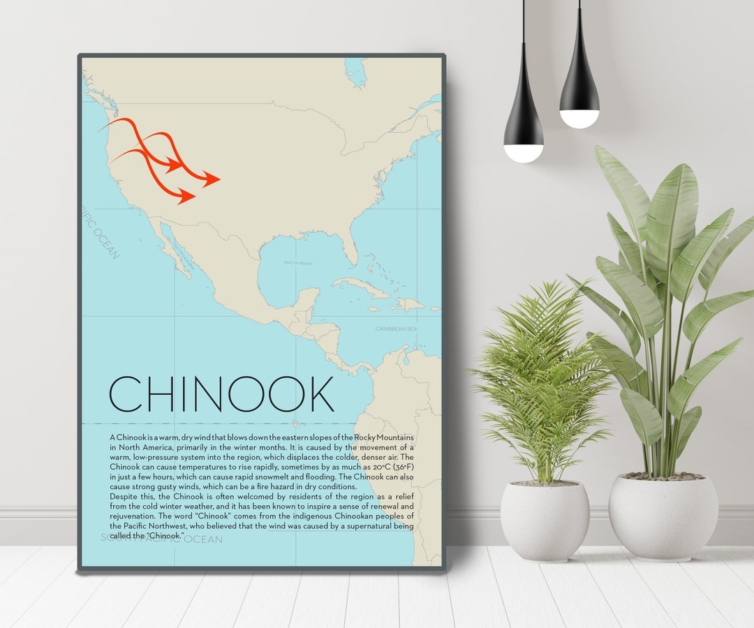 CHINOOK Wind Map Famous Winds of the World Wall Art Print and Instant ...