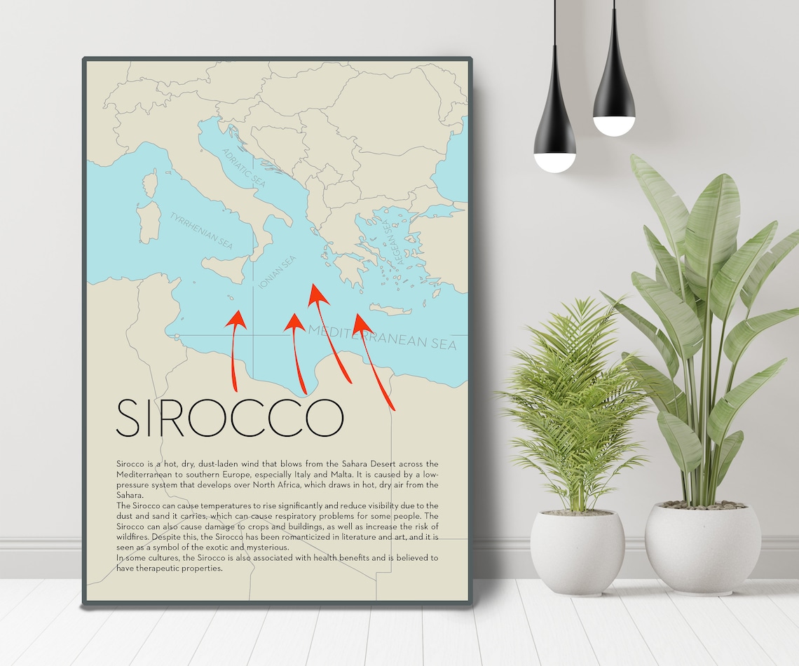 Sirocco Winds Illustrated Map Digital Download, Artistic & Educational ...