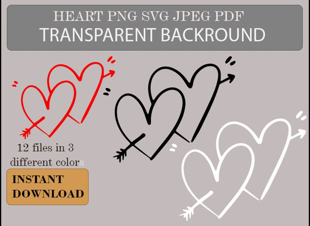 Open Heart Png Svg I Two Heart Png Svg I Heart Design Instant Download ...