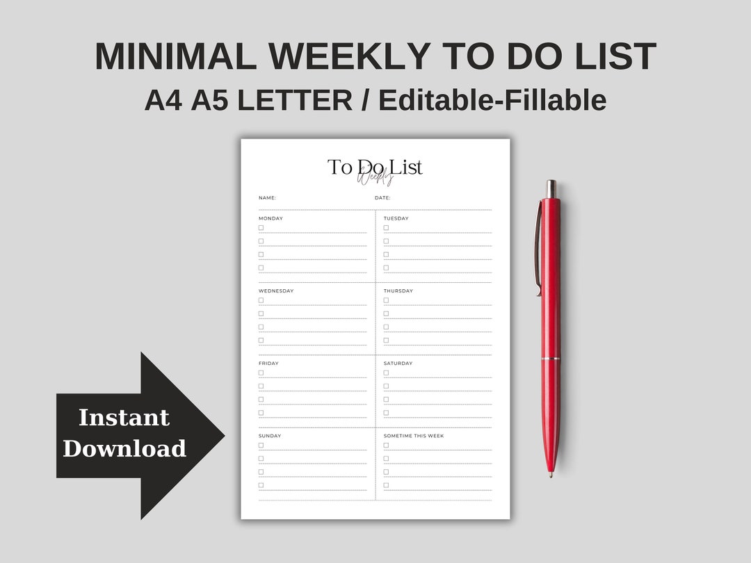Minimal to Do List Printable I Simple Tasks List Template I - Etsy
