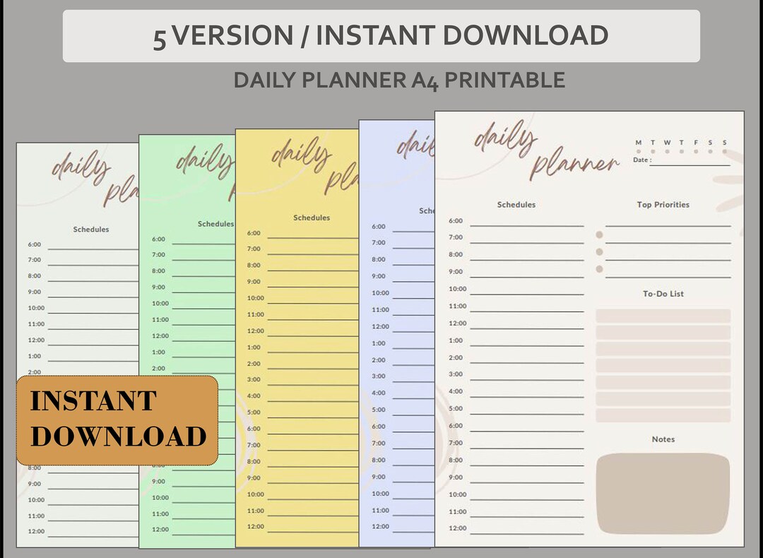 Minimalist Daily Planner Printable I One Page Daily Planner I Daily to ...