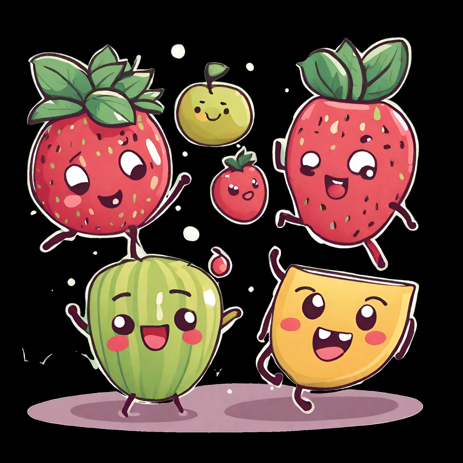 10 Cute Fruit Kawaii Png I Kawaii Fruit Printable Digital I Instant ...