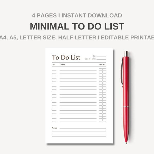 To Do List Printable - Etsy