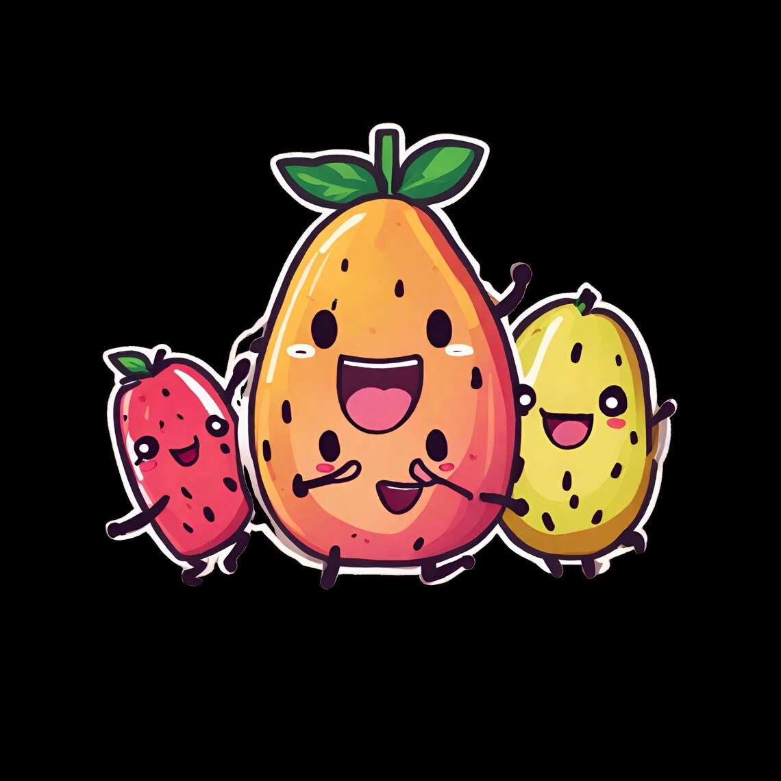 10 Cute Fruit Kawaii Png I Kawaii Fruit Printable Digital I Instant ...
