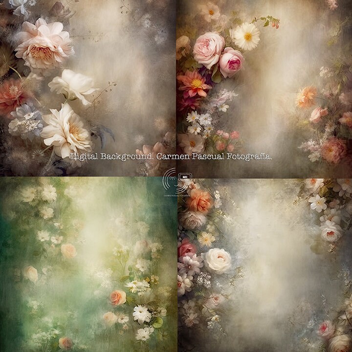 6 Floral Textures Backdrops Overlays Digital Floral Overlays - Etsy