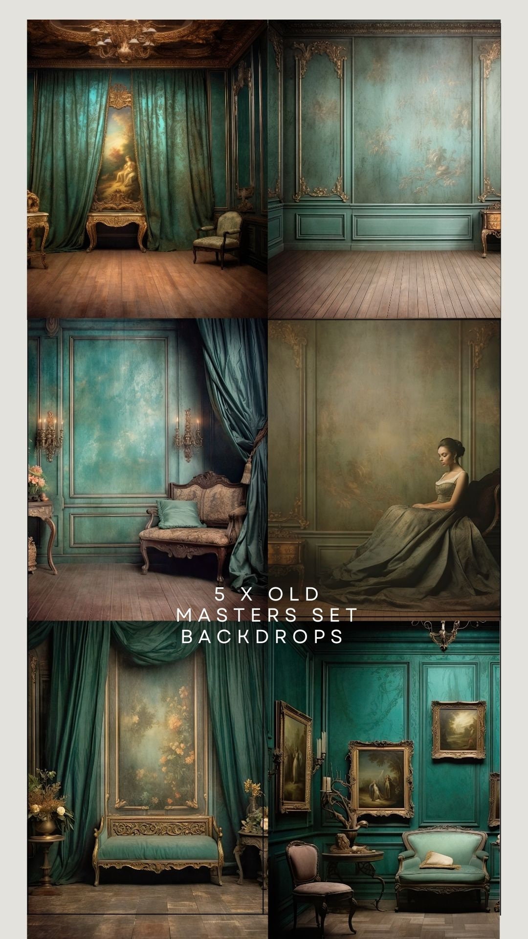 5 Old Masters Set Backdrops, Digitally Painted Backgrounds - Etsy