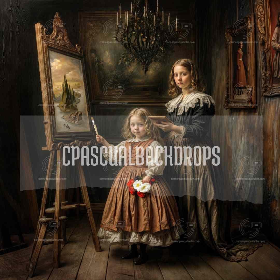 Vintage Art Studio Digital Backdrop for Maternity and Fine Art ...