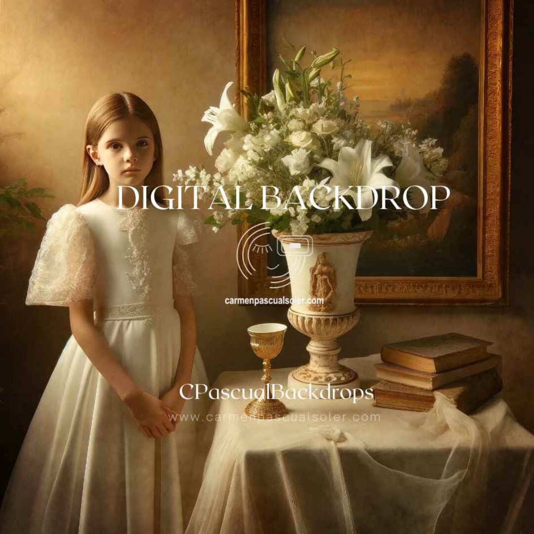 First Communion Digital Backdrop - Elegant Ceremony Photographic ...