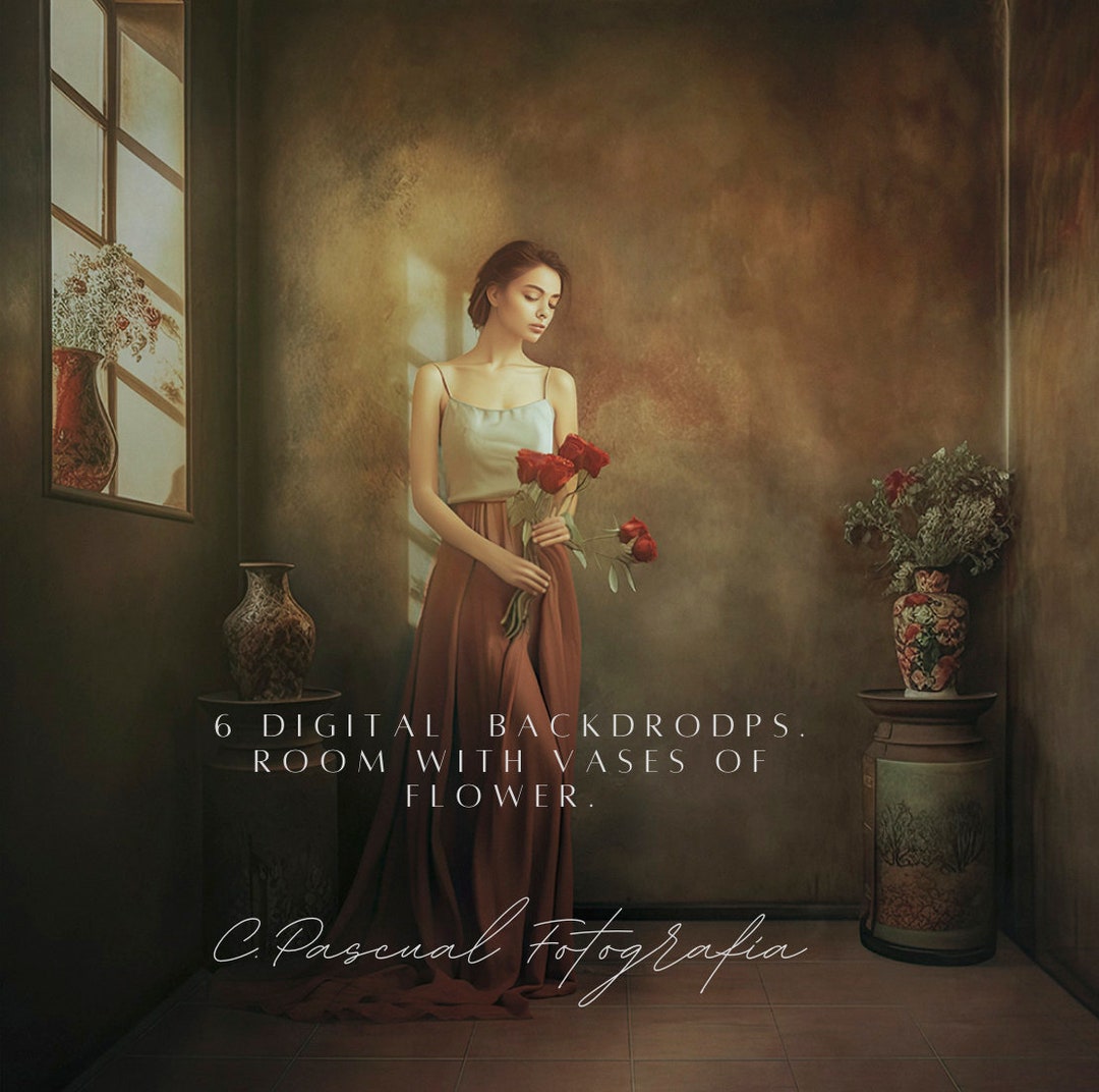 Room Digital Backgrounds With Vases of Flowers, Maternity Background ...